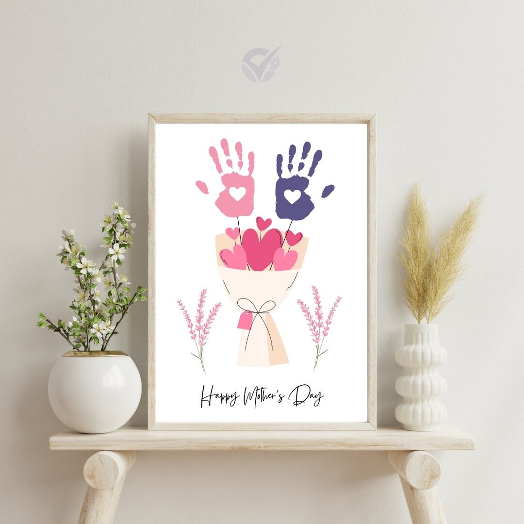 Mother's Day Handprint Flower Bouquet Best Gift for Mom on Mothers Day ...