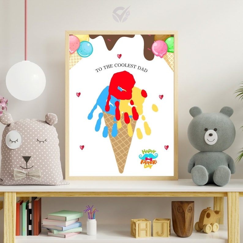 Handprint Father's Day Craft: Personalized Ice Cream Card (digital ...