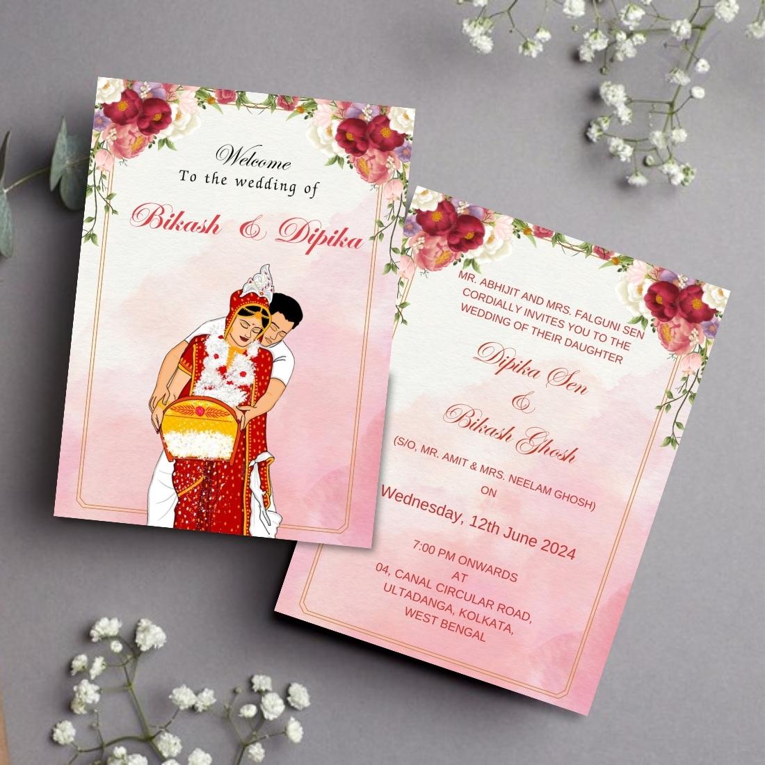 Editable Bengali Wedding Invitation Card: Elegant Floral Design ...
