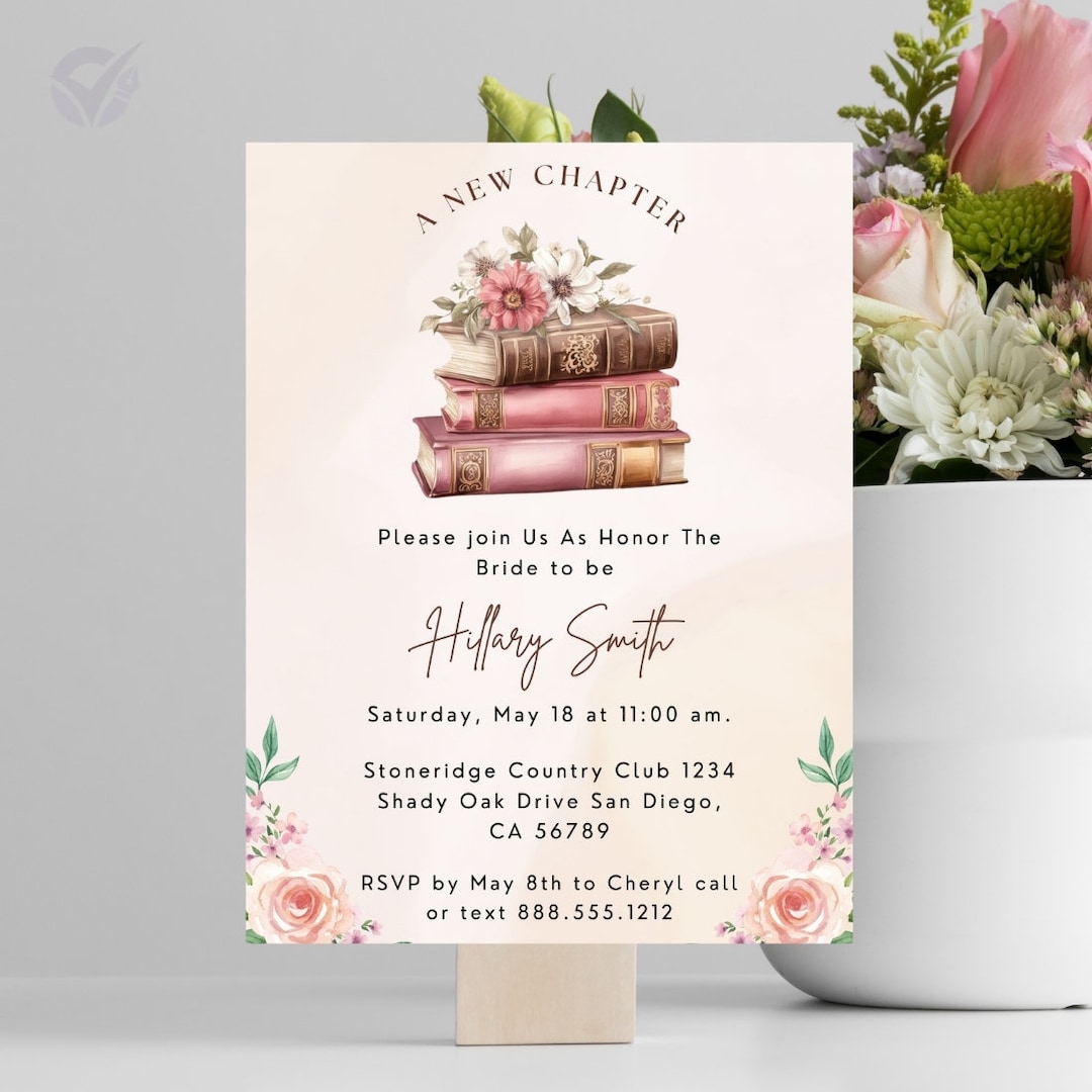 Book Themed Bridal Shower Invitations Celebrate Love With Literary ...