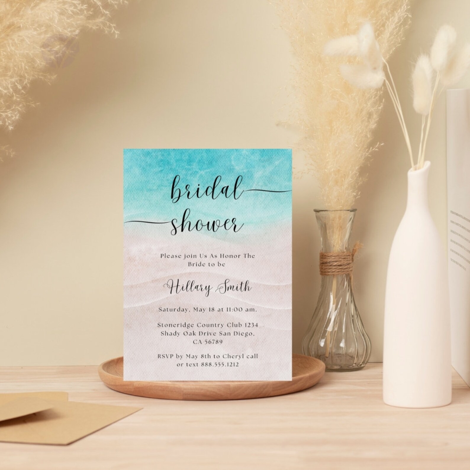 Beach Theme Bridal Shower Invitations Seaside Celebration Bridal Shower ...