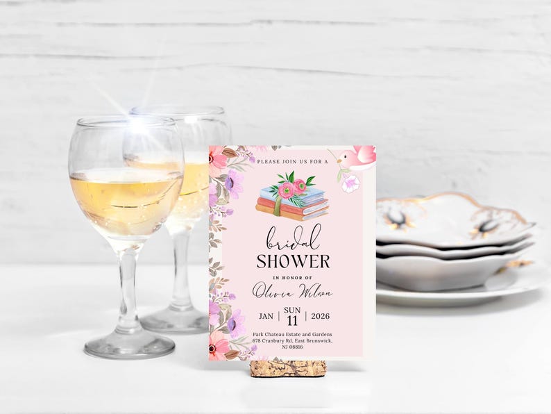 Book Bridal Shower Editable Template Book Themed Bridal Shower Guest ...