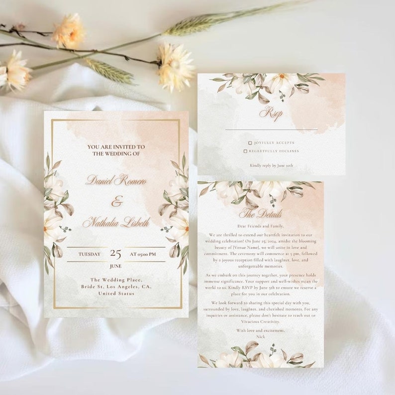 Canva Wedding Invitation Templates Editable Wedding Invitation Template ...