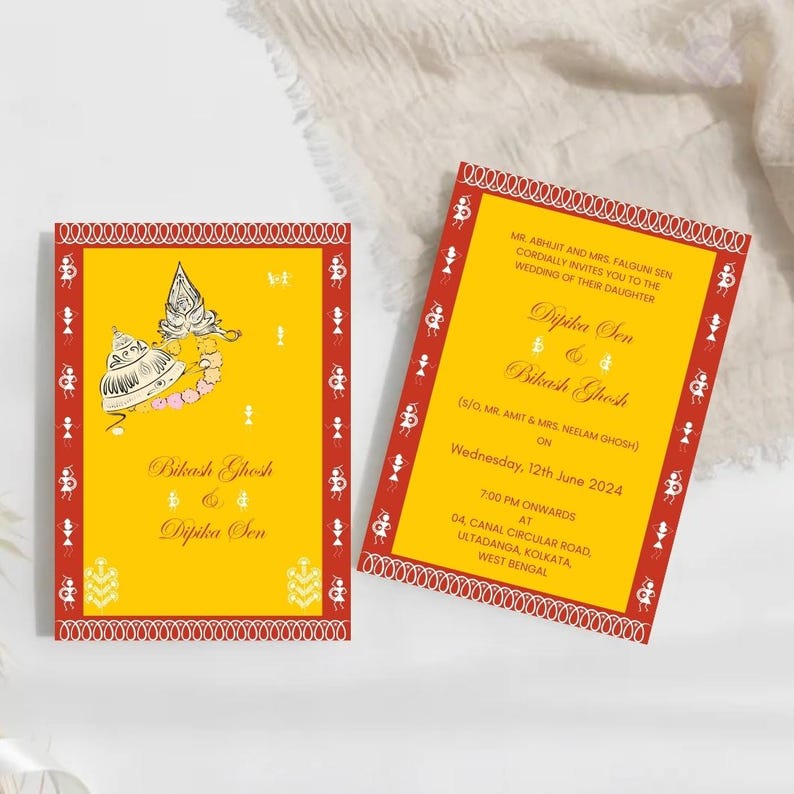 Editable Bengali Wedding Invitation Wedding Invites Card Bengali Hindu ...