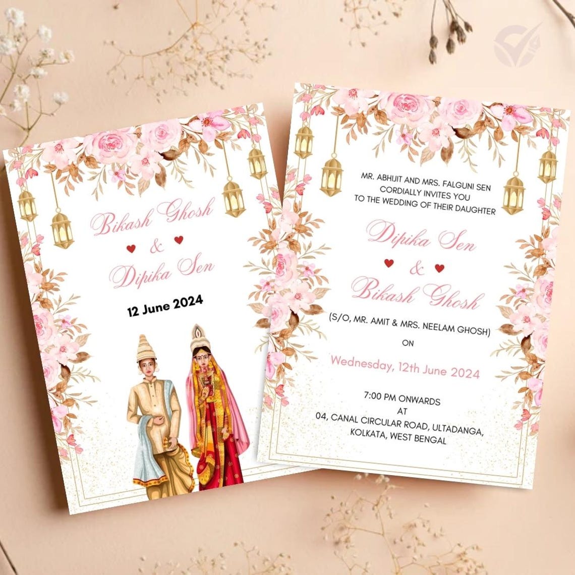 Bengali Wedding Invitation Card Customizable Canva Design - Etsy