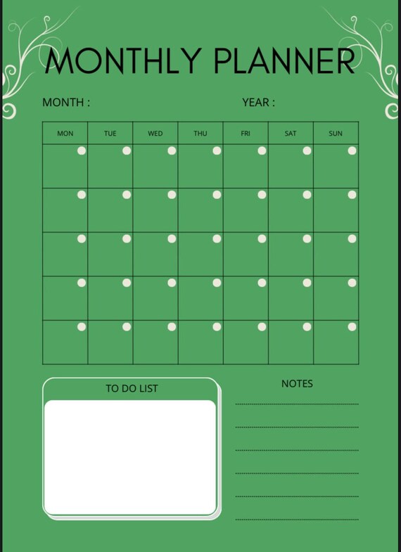 Monthly Planner Digital Download - Etsy