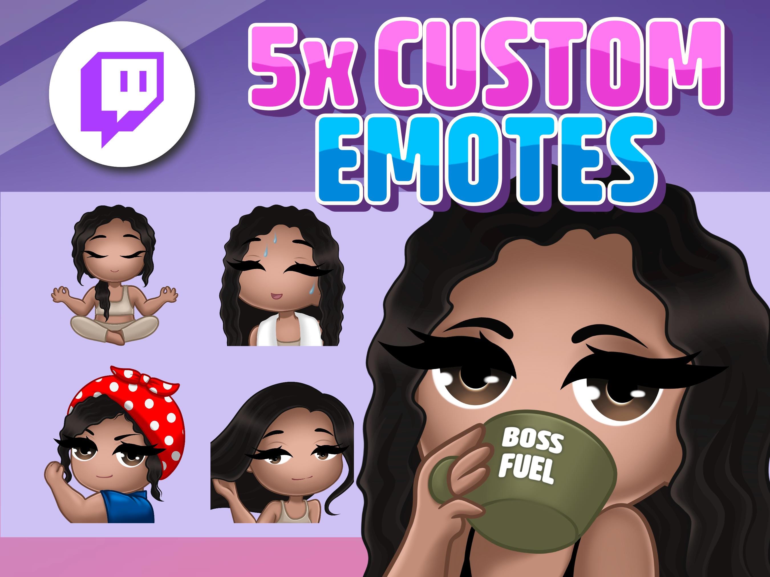 Custom Twitch Stream Emotes and Sub Bit Badges / Cute Chibi Emotes ...