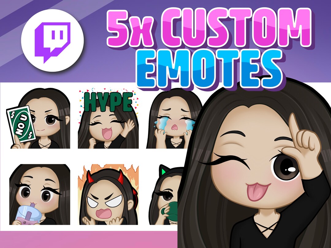 Custom Twitch Stream Emotes and Sub Bit Badges / Cute Chibi Emotes ...