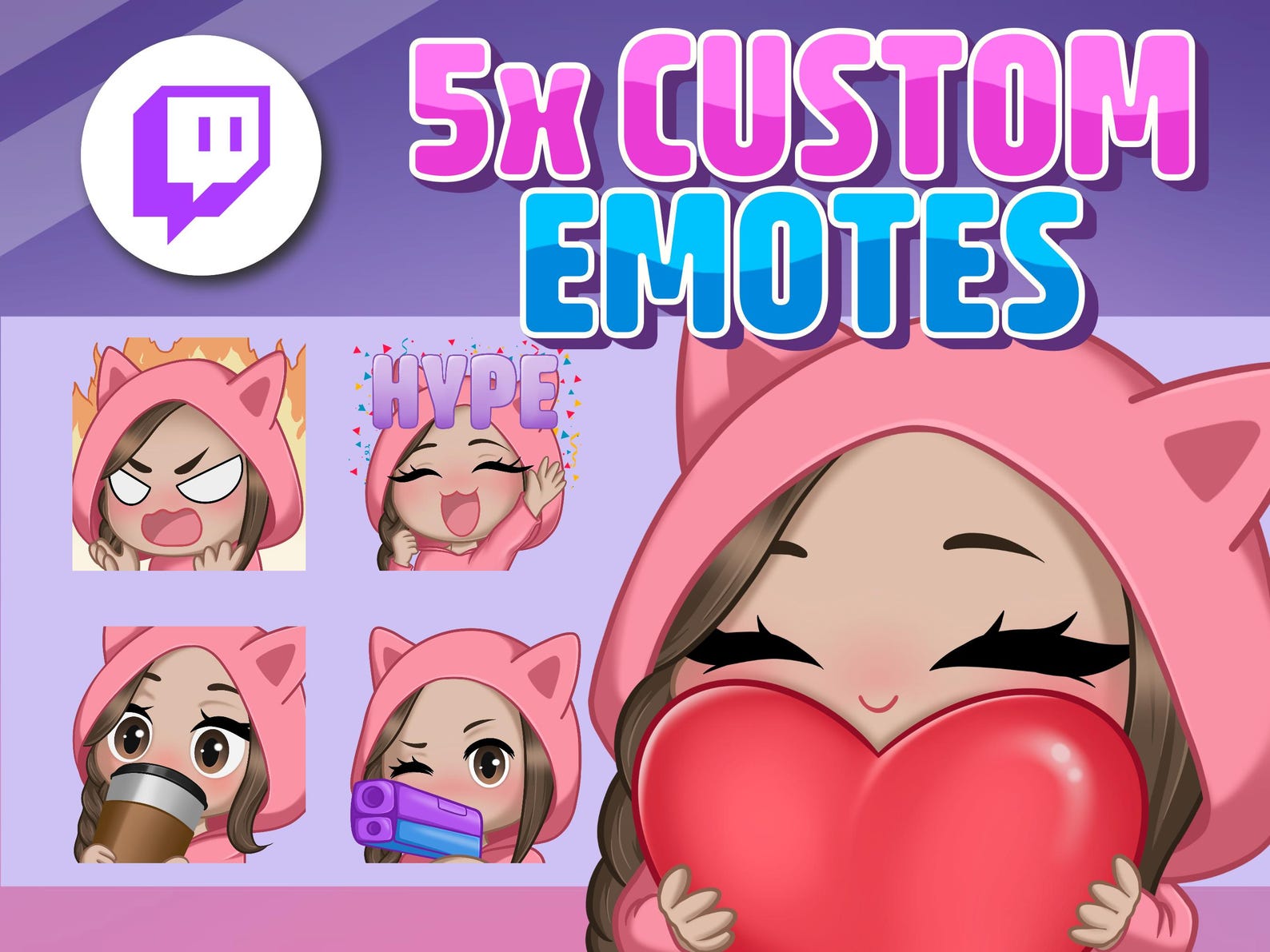 Custom Twitch Stream Emotes and Sub Bit Badges / Cute Chibi Emotes ...