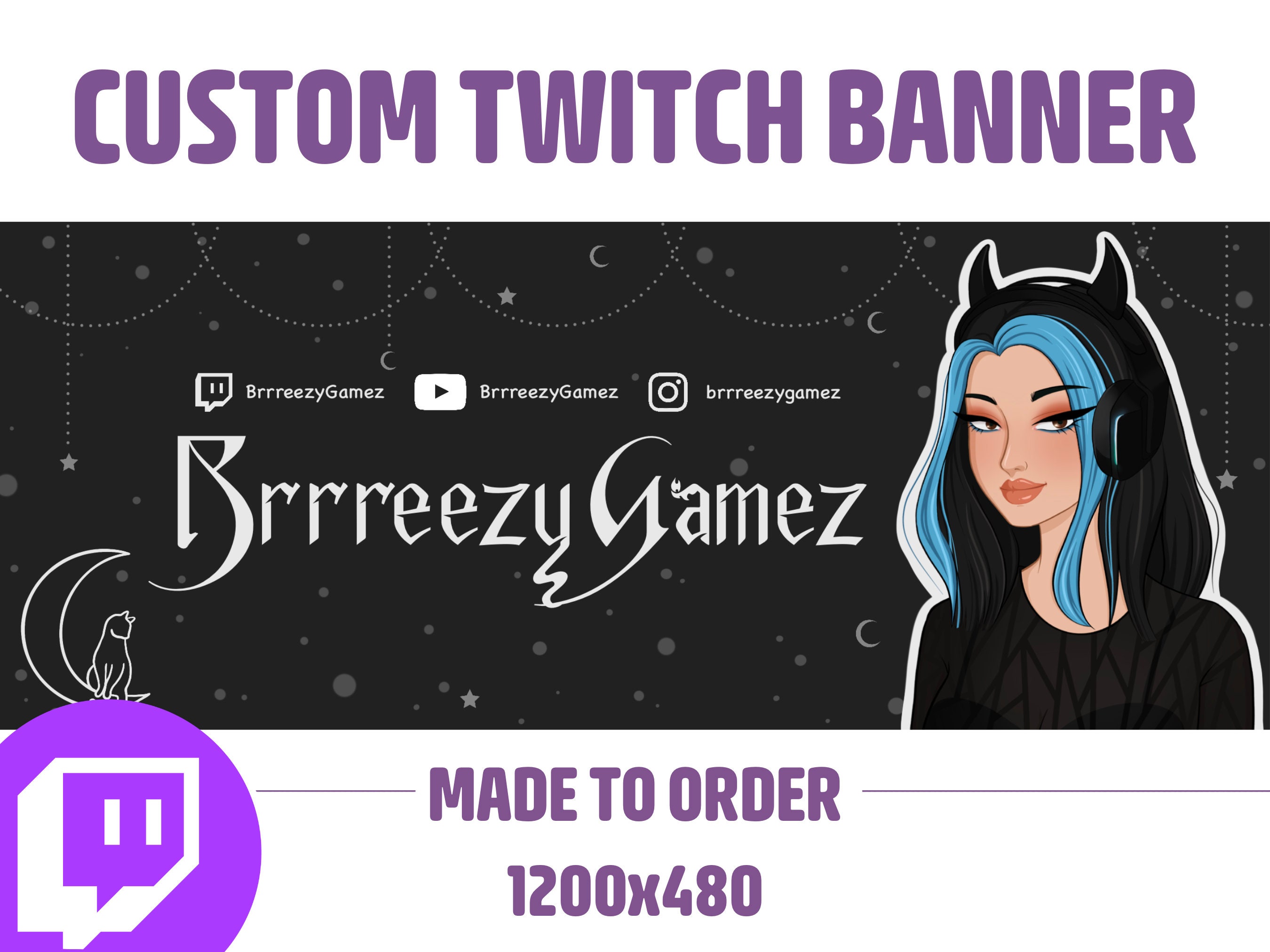Custom Twitch Banner for Stream Made to Order Stream Header for ...