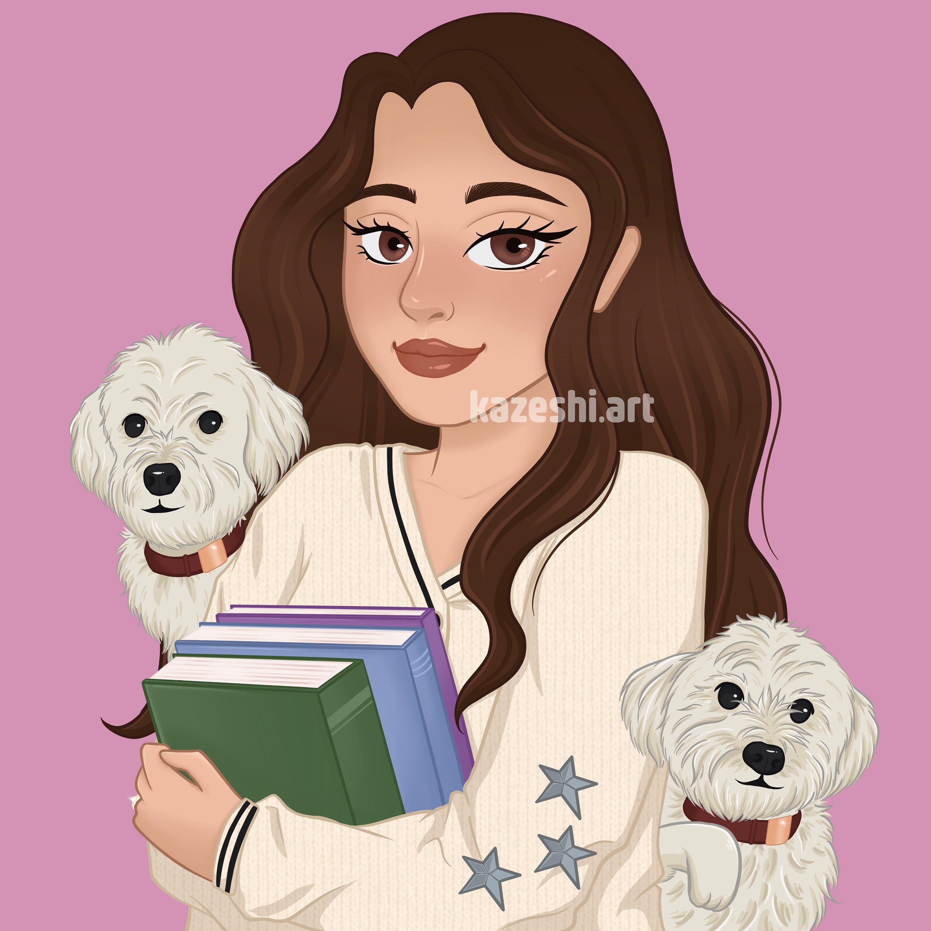 Digital Cartoon Portrait With Pet Custom Anime Portrait in - Etsy