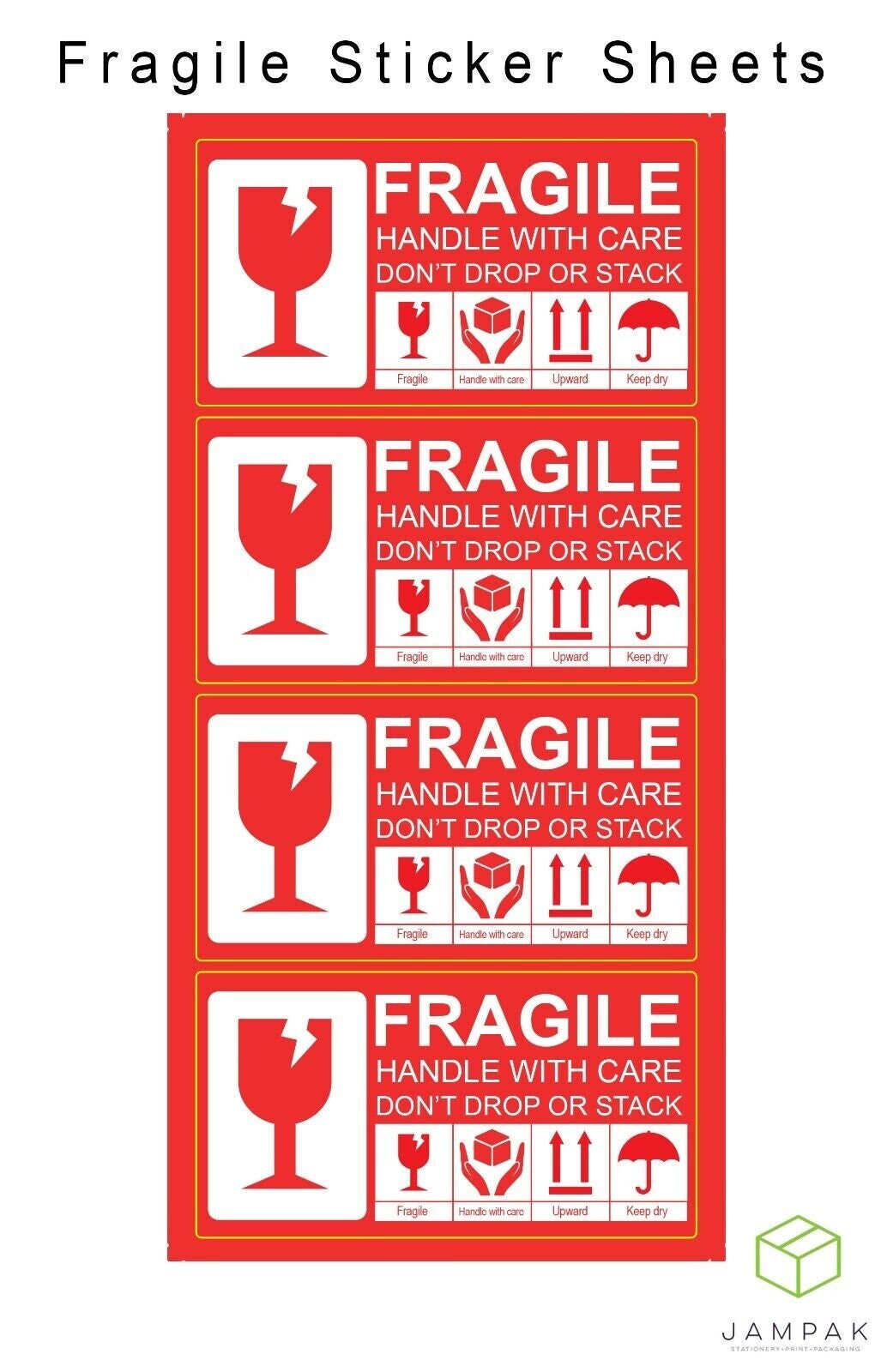 Fragile Stickers Handle With Care Labels Sheets 50 X 95 Mm Self ...