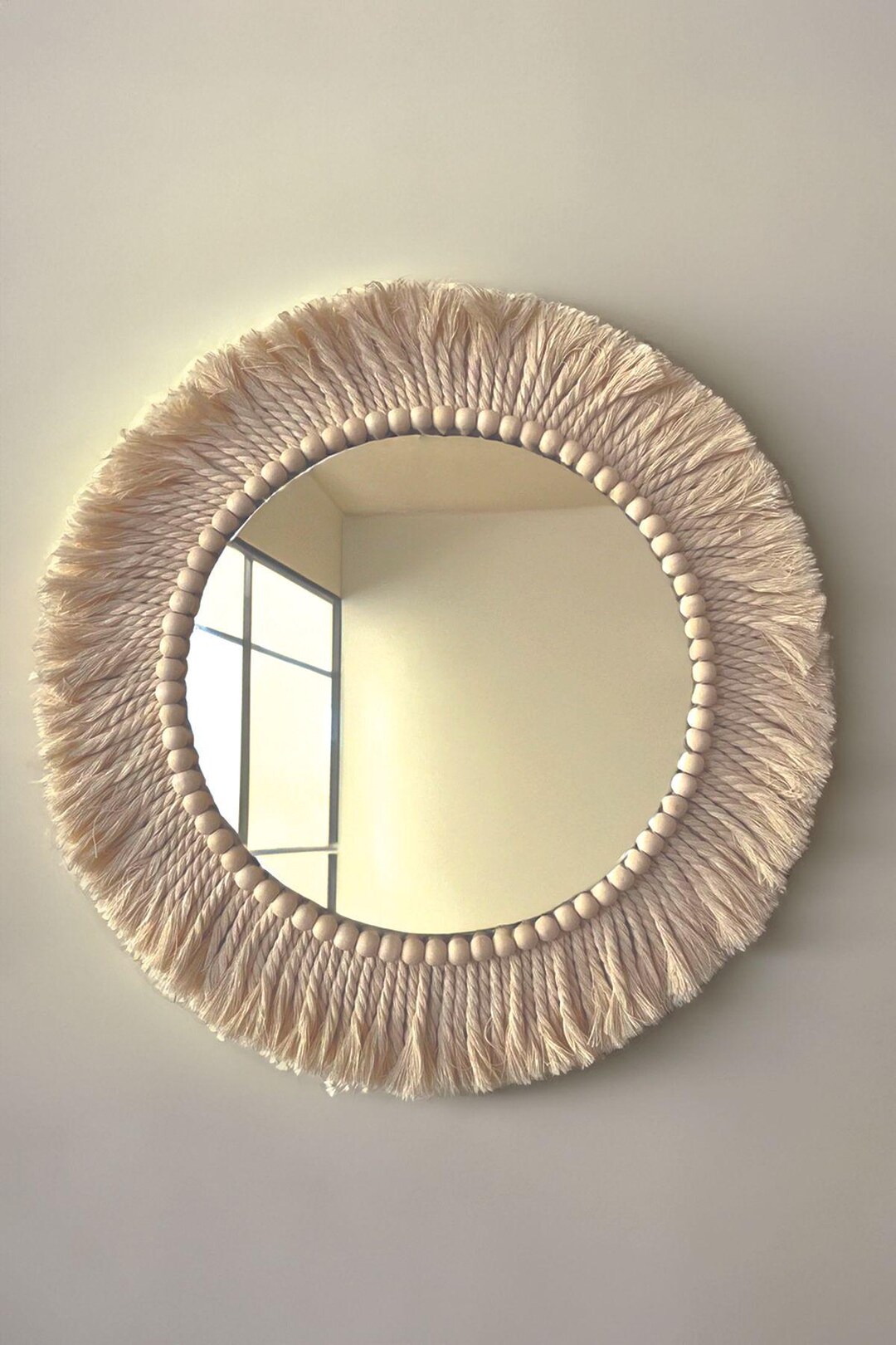Bohomian Jute Robe Wall Mirror,handmade Boho Mirror,nordic Mirror ...