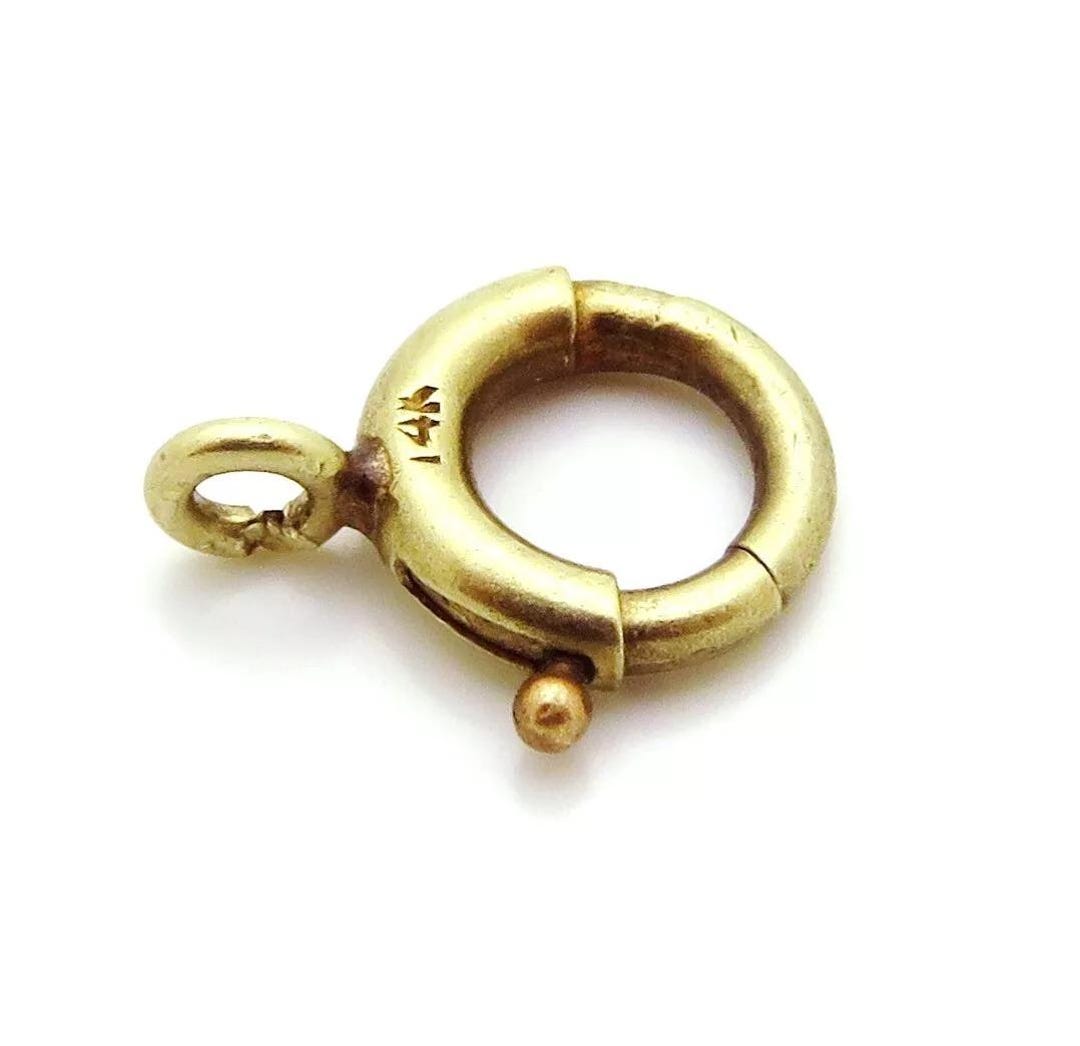 Vintage 14K Gold Super Heavy Duty 7.5mm. Spring Ring Clasp for Necklace ...