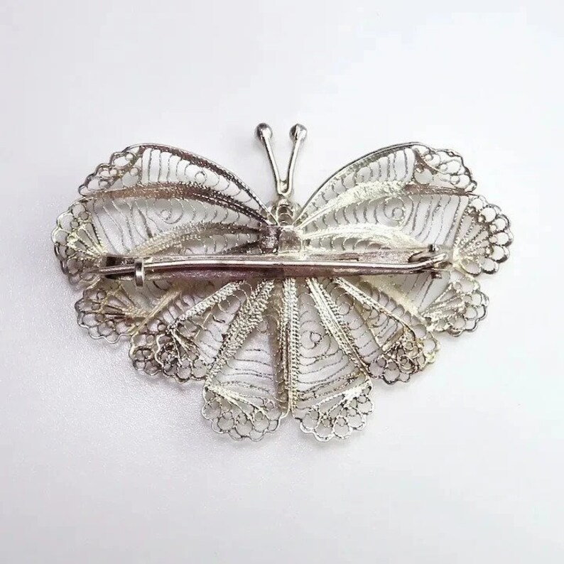 Vintage Sterling Silver Filigree Moth Butterfly Brooch Pin - Etsy