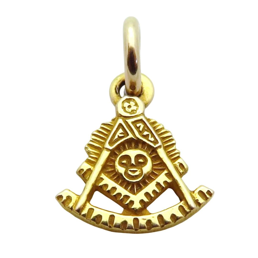 Vintage 10K Yellow Gold Freemason Masonic Past Master Sun Motif Charm ...