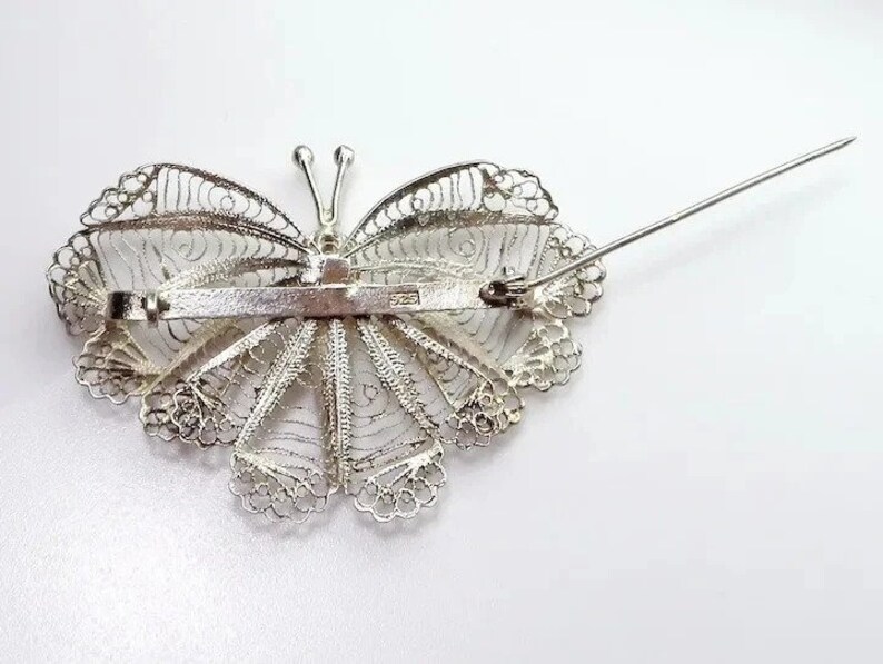 Vintage Sterling Silver Filigree Moth Butterfly Brooch Pin - Etsy