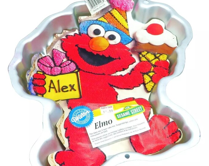 1996 Elmo Sesame Street Wilton Aluminum Birthday Cake Pan Baking Mold ...