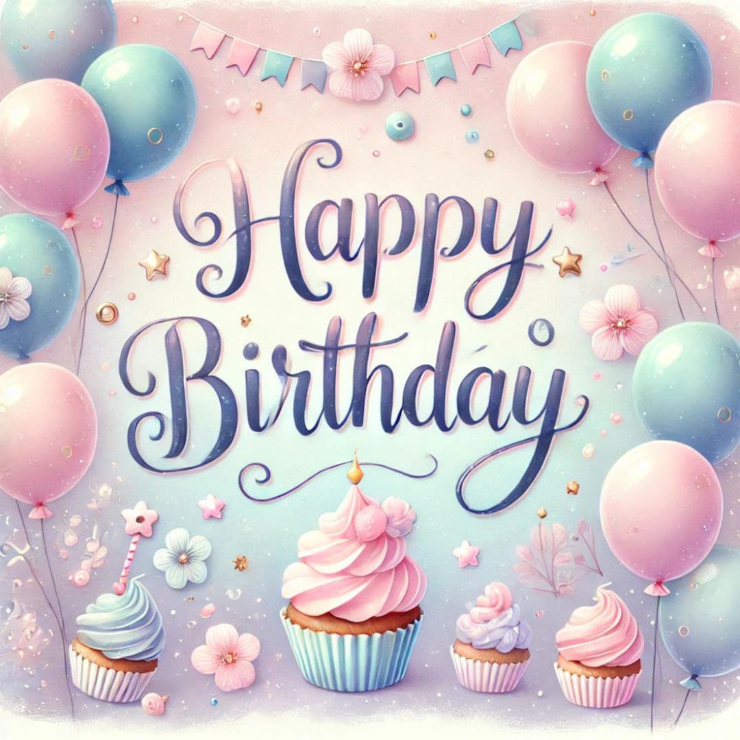 Soft Pastel Happy Birthday Digital Art | PNG, PDF, JPEG, Svg | Instant ...