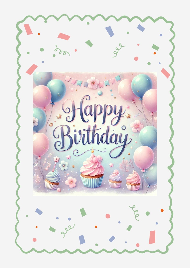 Soft Pastel Happy Birthday Digital Art | PNG, PDF, JPEG, Svg | Instant ...