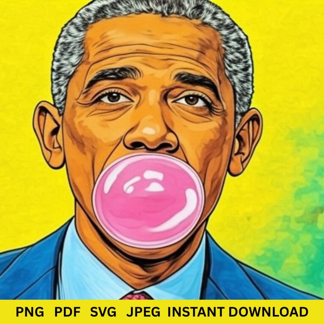 Barack Obama Bubblegum Pop Art Print Bold Cartoon Style Digital ...