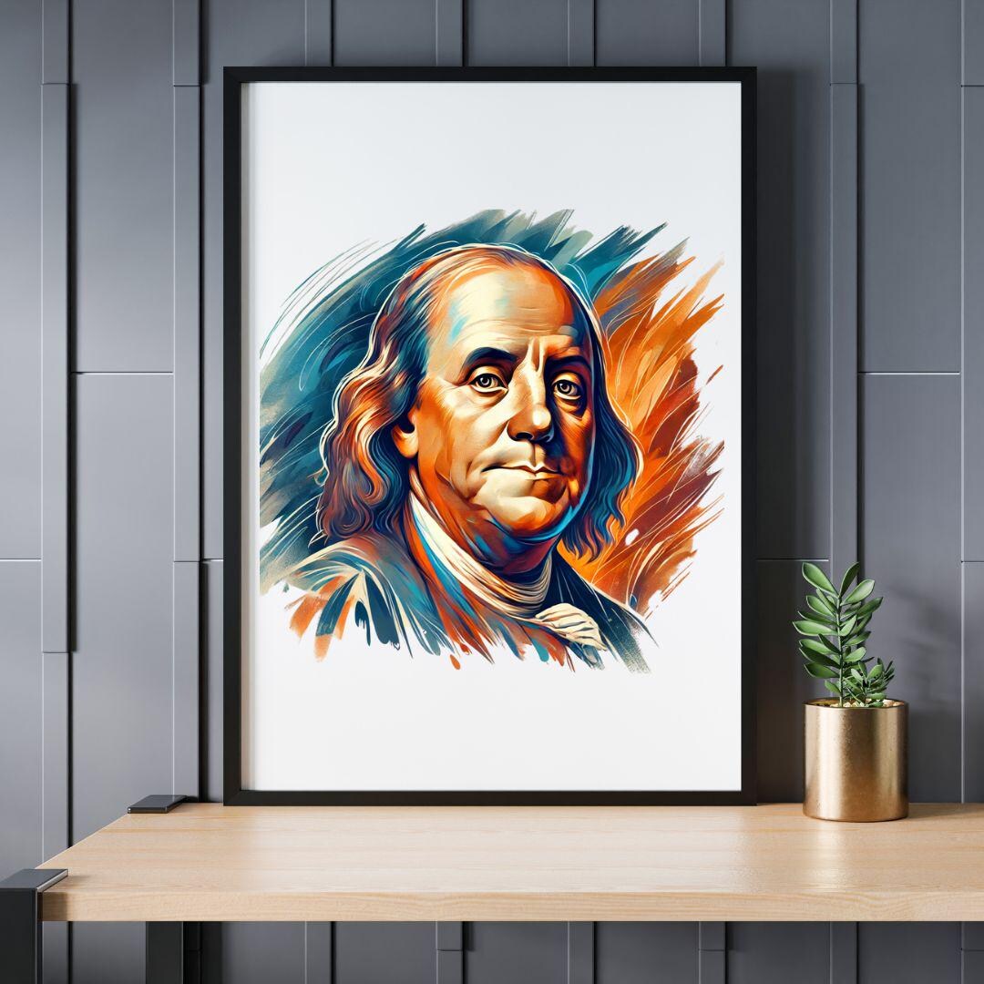 Benjamin Franklin Watercolor Portrait | Digital Download PNG, PDF, JPEG ...