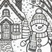 2 Winter Coloring Pages | Snowman and Cozy House | Printable PDF - Etsy