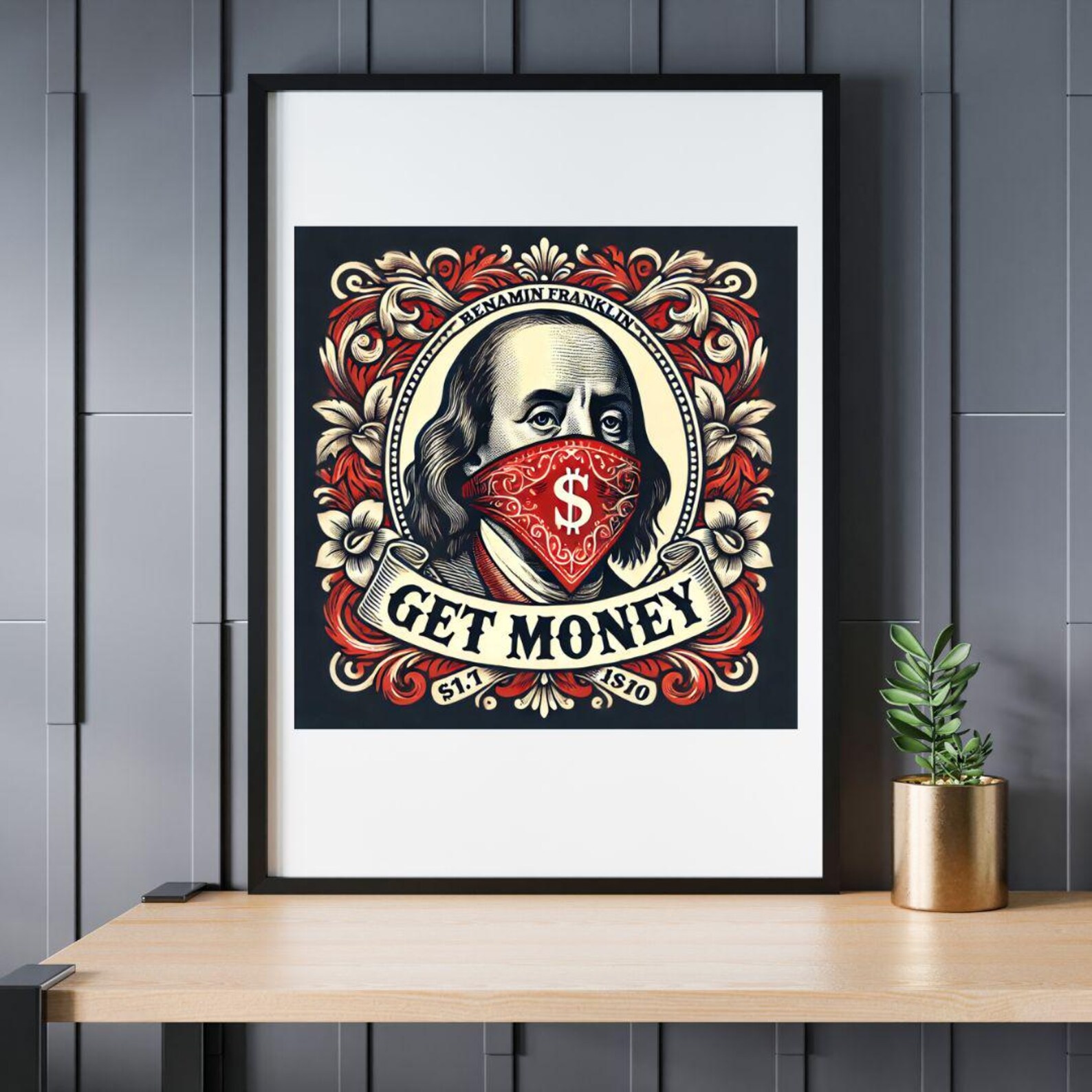Benjamin Franklin Get Money Digital Art | Hustle Wall Art | Digital ...