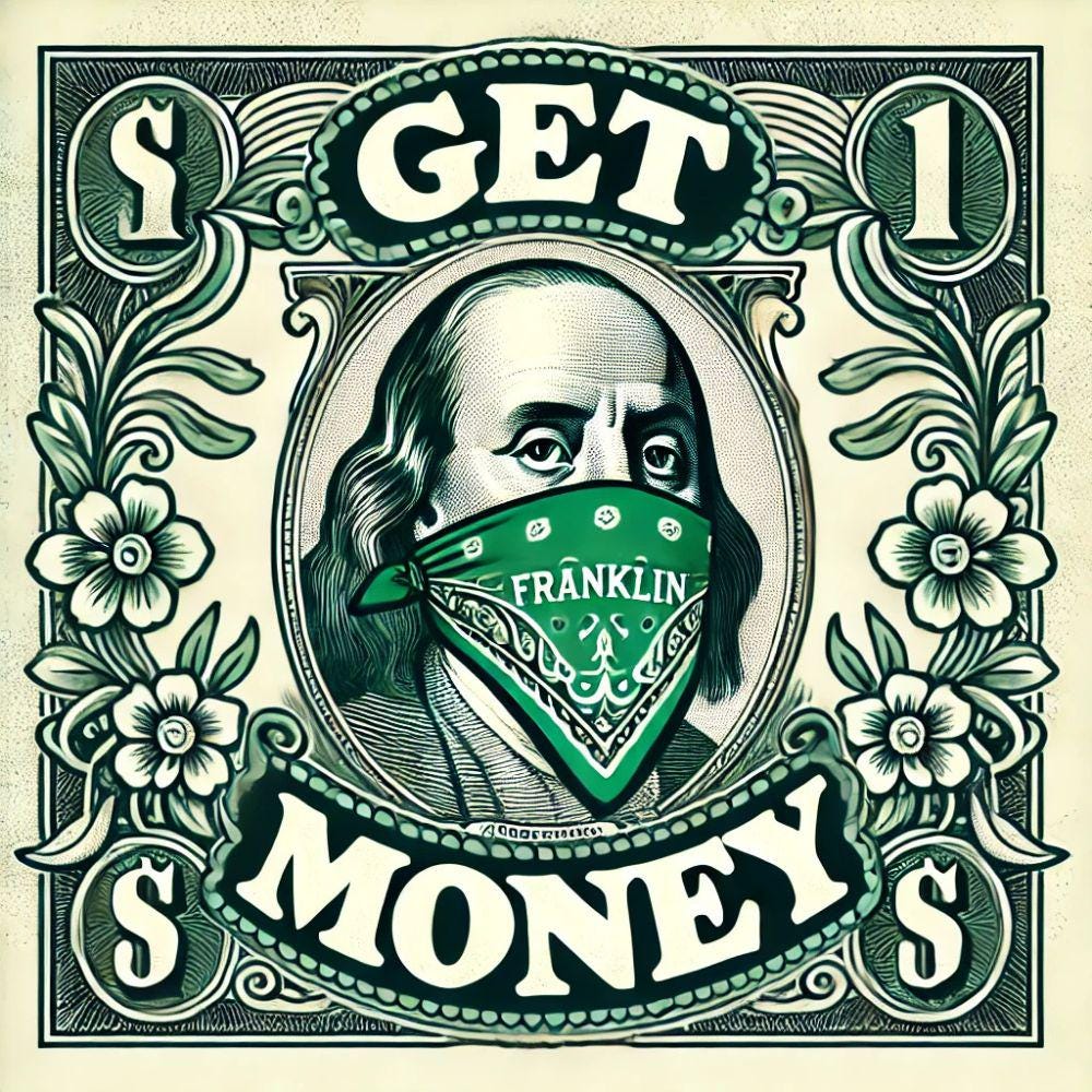 Get Money Benjamin Franklin Art | Urban Dollar Bill Design | Digital ...