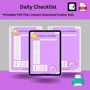 Printable Vibrant and Detailed Printable Self-care Checklist: Enhance ...