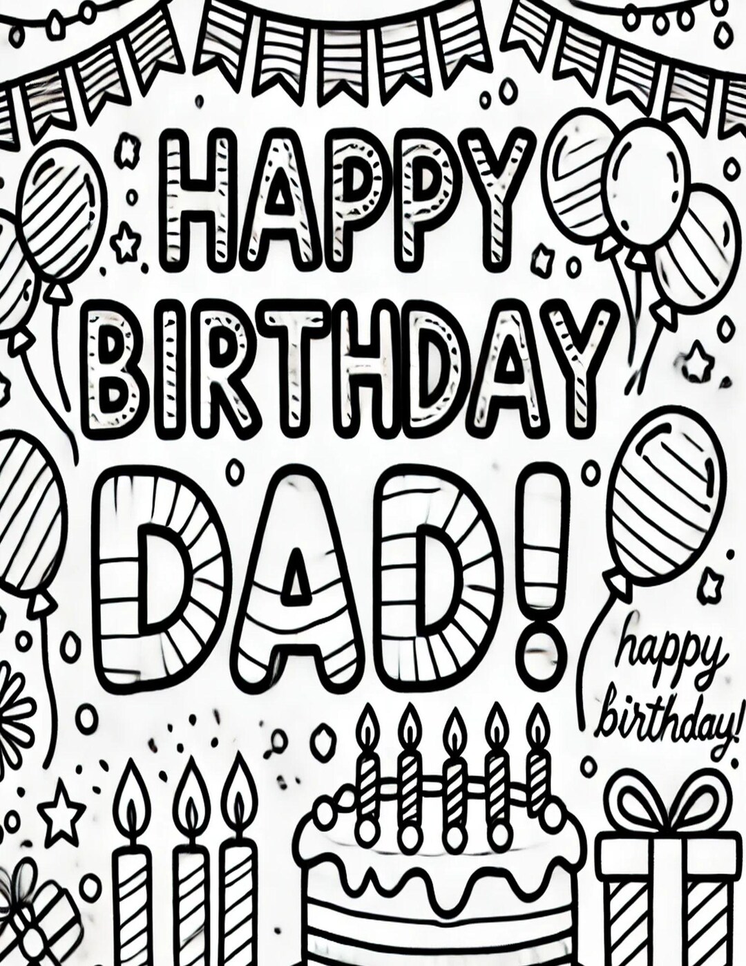 Happy Birthday Dad Coloring Page | Fun Birthday Activity for Kids and ...