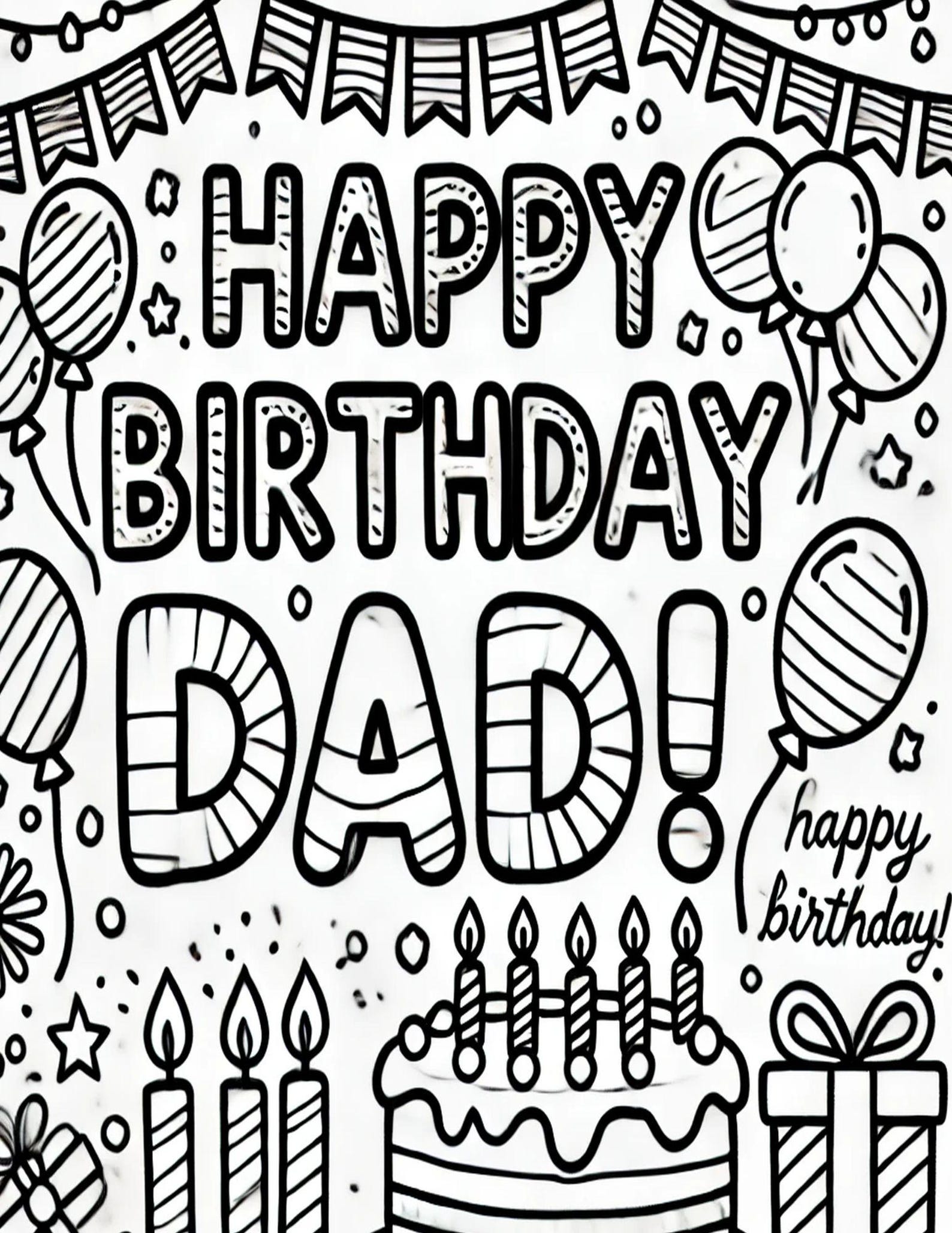 Happy Birthday Dad Coloring Page | Fun Birthday Activity for Kids and ...