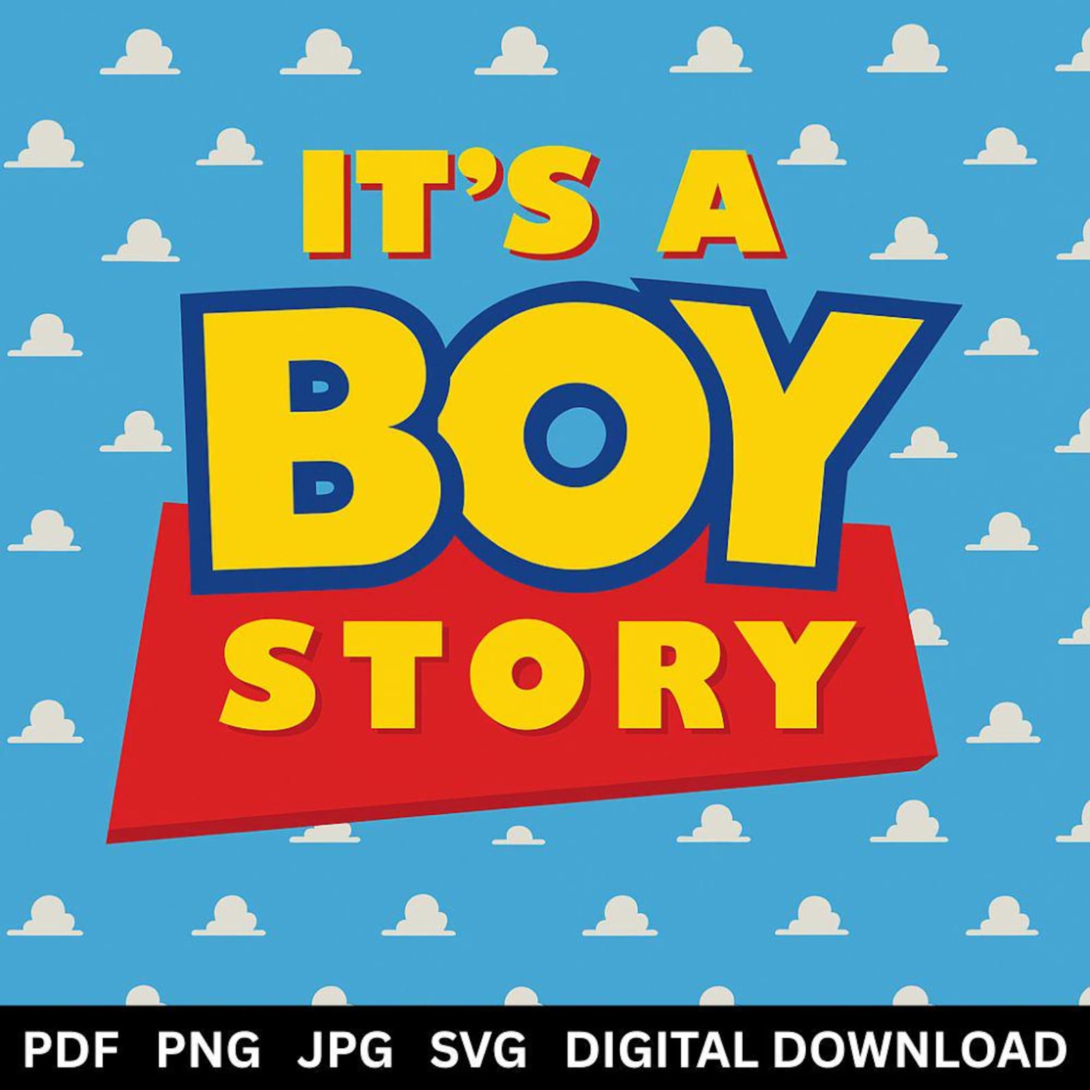 It’s A Boy Story Digital Birth Announcement | PNG JPEG PDF | Instant ...