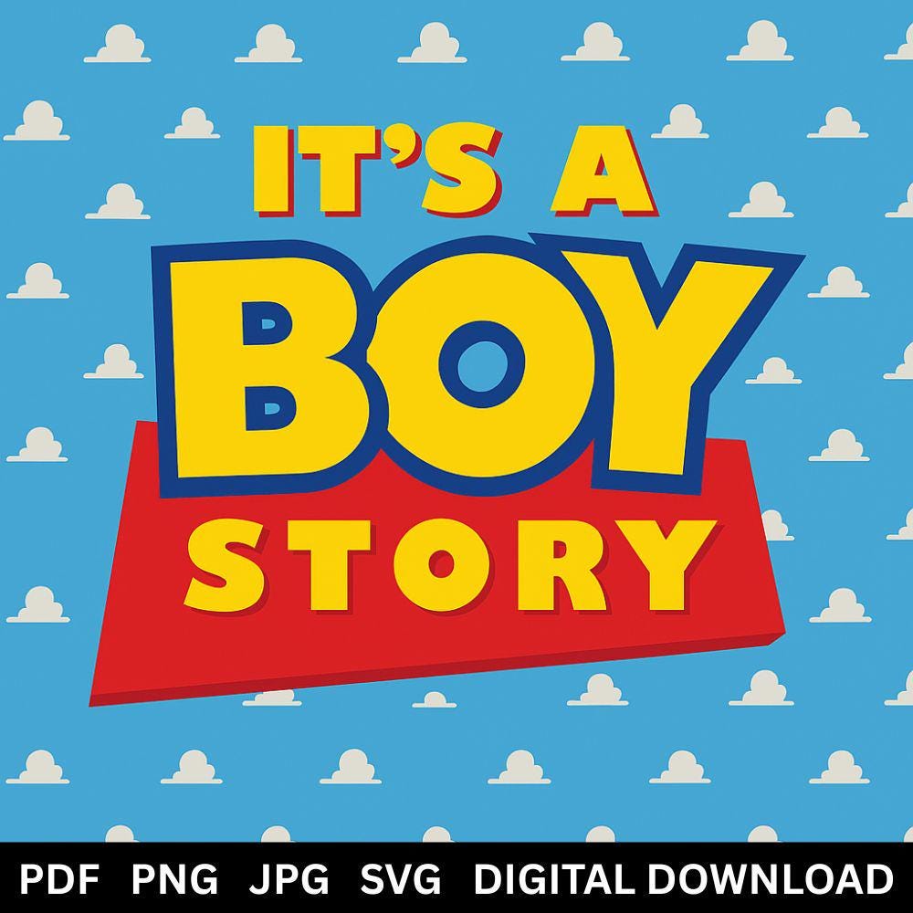 It’s A Boy Story Digital Birth Announcement | PNG JPEG PDF | Instant ...