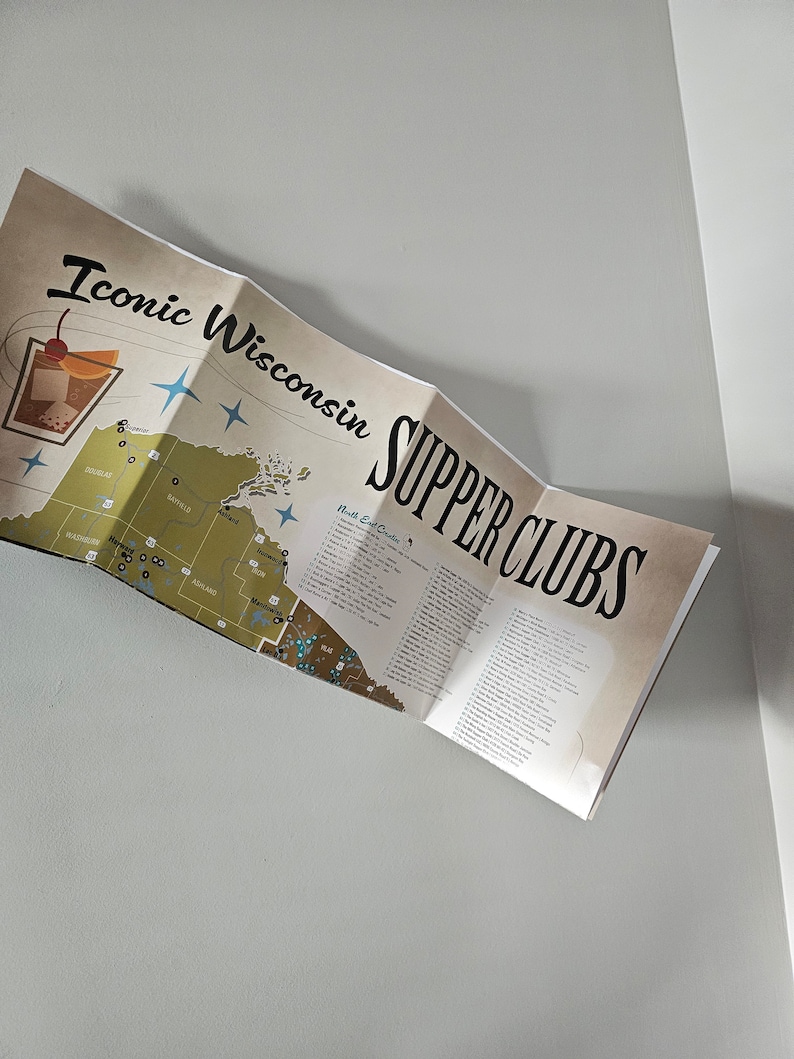 FOLDED Wisconsin Supper Club Map - Etsy