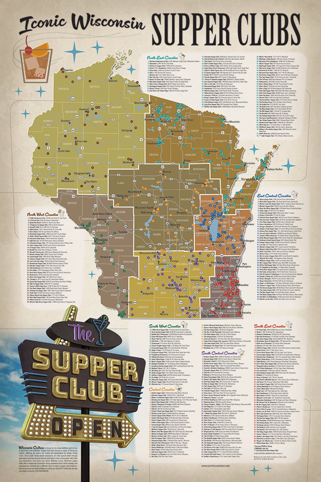Wisconsin Supper Club Fine Art Print Poster - Iconic Wisconsin - Etsy