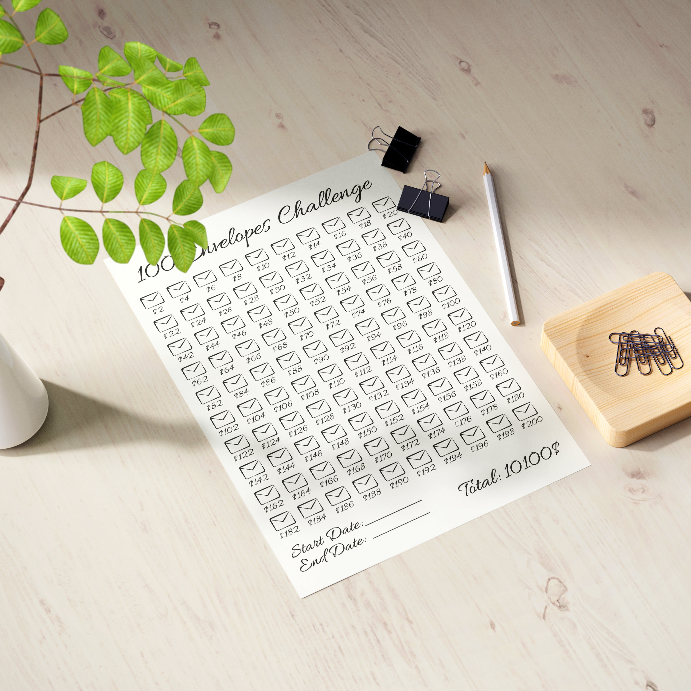 100 Envelopes Challenge 10k Printable Tracker Savings Tracker Savings ...