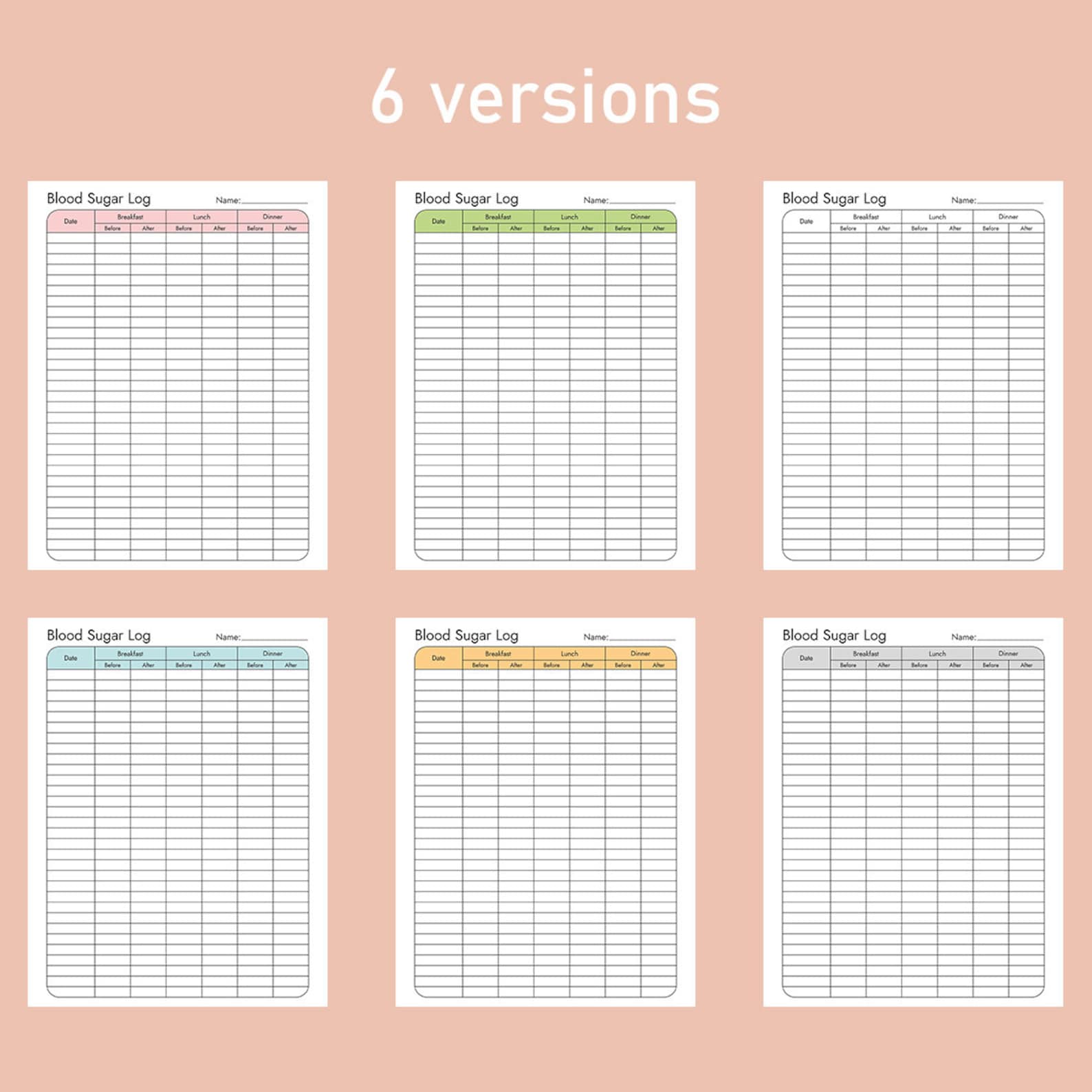 Printable Blood Sugar Log | Blood Sugar Tracker | Diabetes Tracker ...