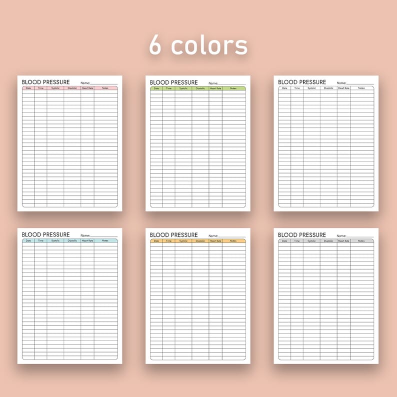 Printable Blood Pressure Log Editable Blood Pressure Tracker Medical ...