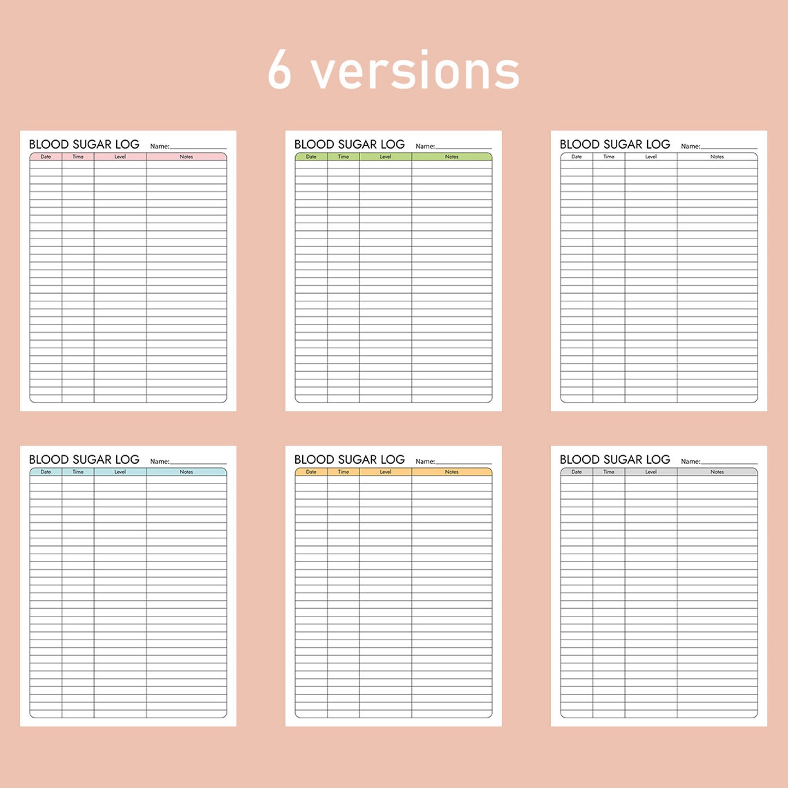 Printable Blood Sugar Log | Blood Sugar Tracker | Diabetes Tracker ...
