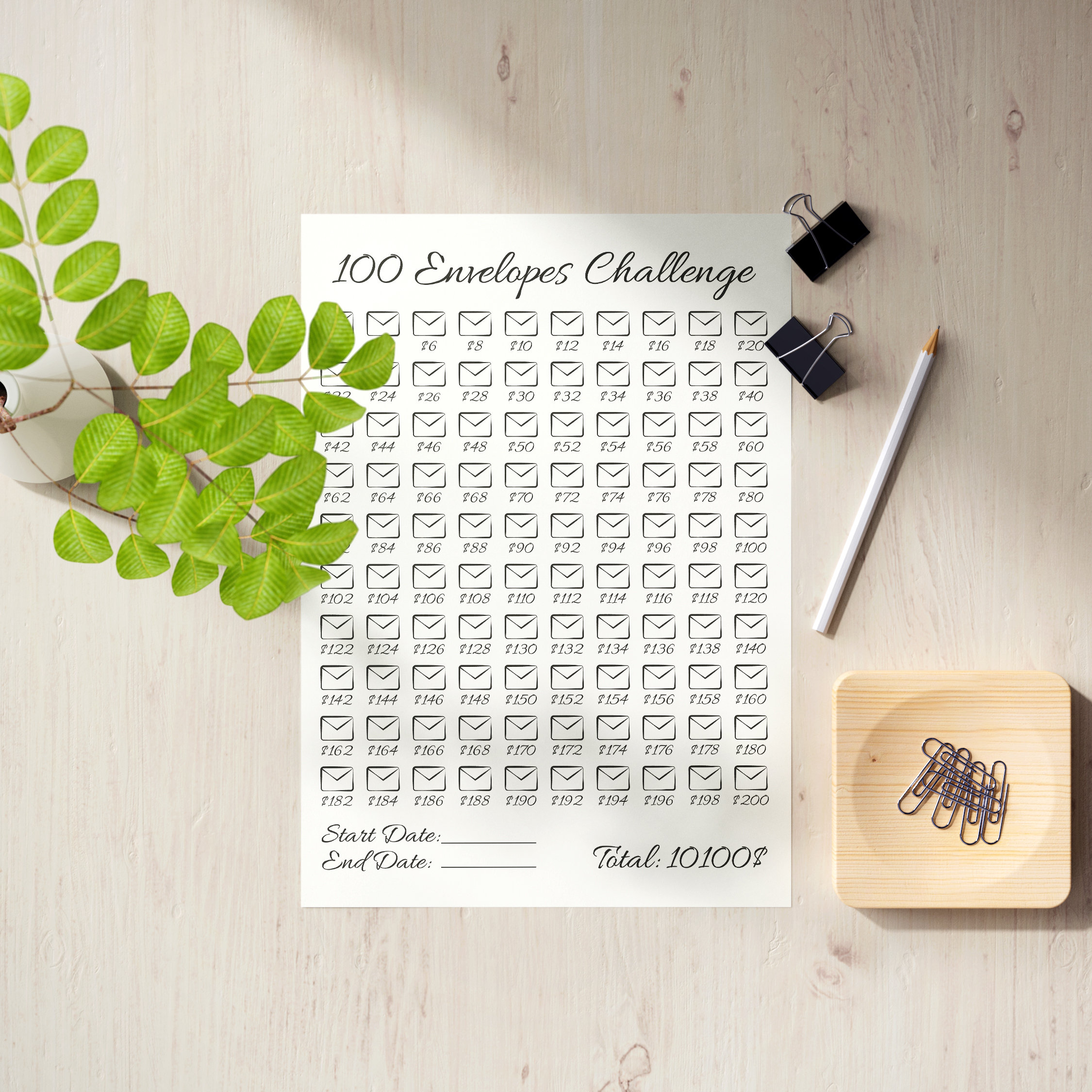100 Envelopes Challenge 10k Printable Tracker Savings Tracker Savings ...