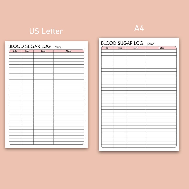 Printable Blood Sugar Log | Blood Sugar Tracker | Diabetes Tracker ...