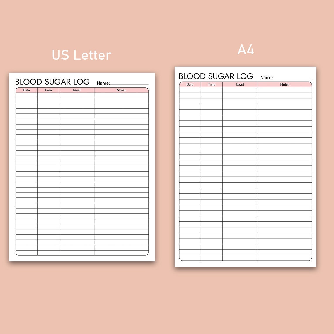 Printable Blood Sugar Log | Blood Sugar Tracker | Diabetes Tracker ...