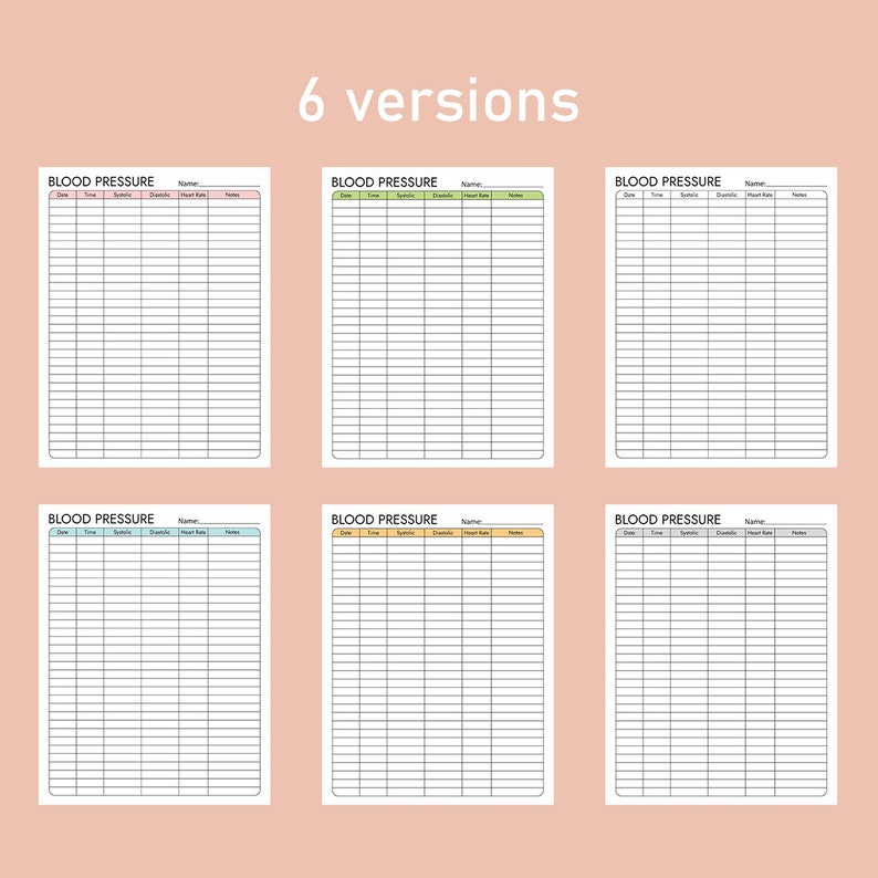 Printable Blood Pressure Log Editable Blood Pressure Tracker - Etsy