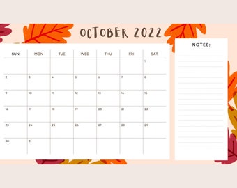 Spooky October 2022 Digital Calendar - Etsy