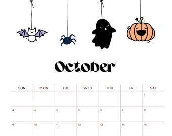 OCTOBER 2022 Calendar, Spooky Halloween Printable Calendar Planner Plan ...