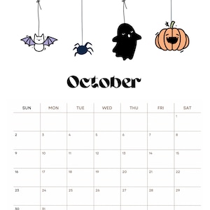 EDITABLE October 2022 Calendar, Cute Spooky Halloween 2022 Planner ...