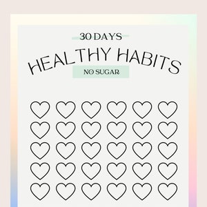 30 Day No Sugar Challenge,30 Day Tracker Printable, Habit Tracker, Goal ...