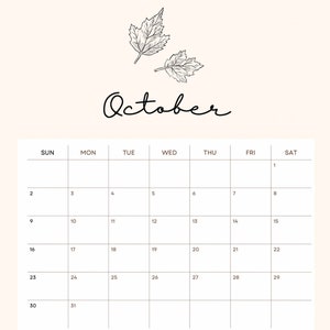 October 2022 Calendar, Beautiful Fall, Autumn Vibes, Printable Editable ...