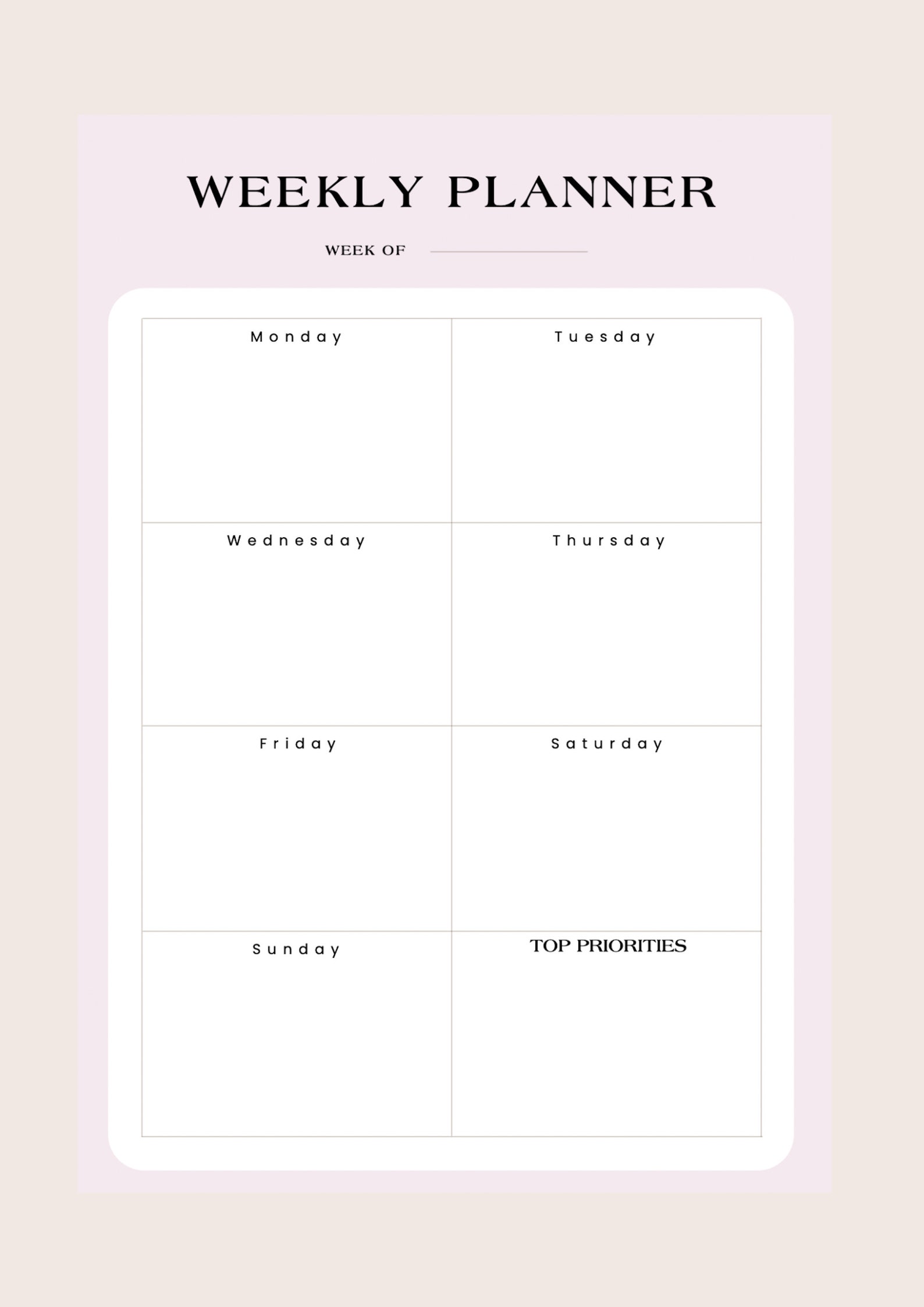Cute Weekly Planner Printable, Cute Weekly A4 Planner Digital Template ...